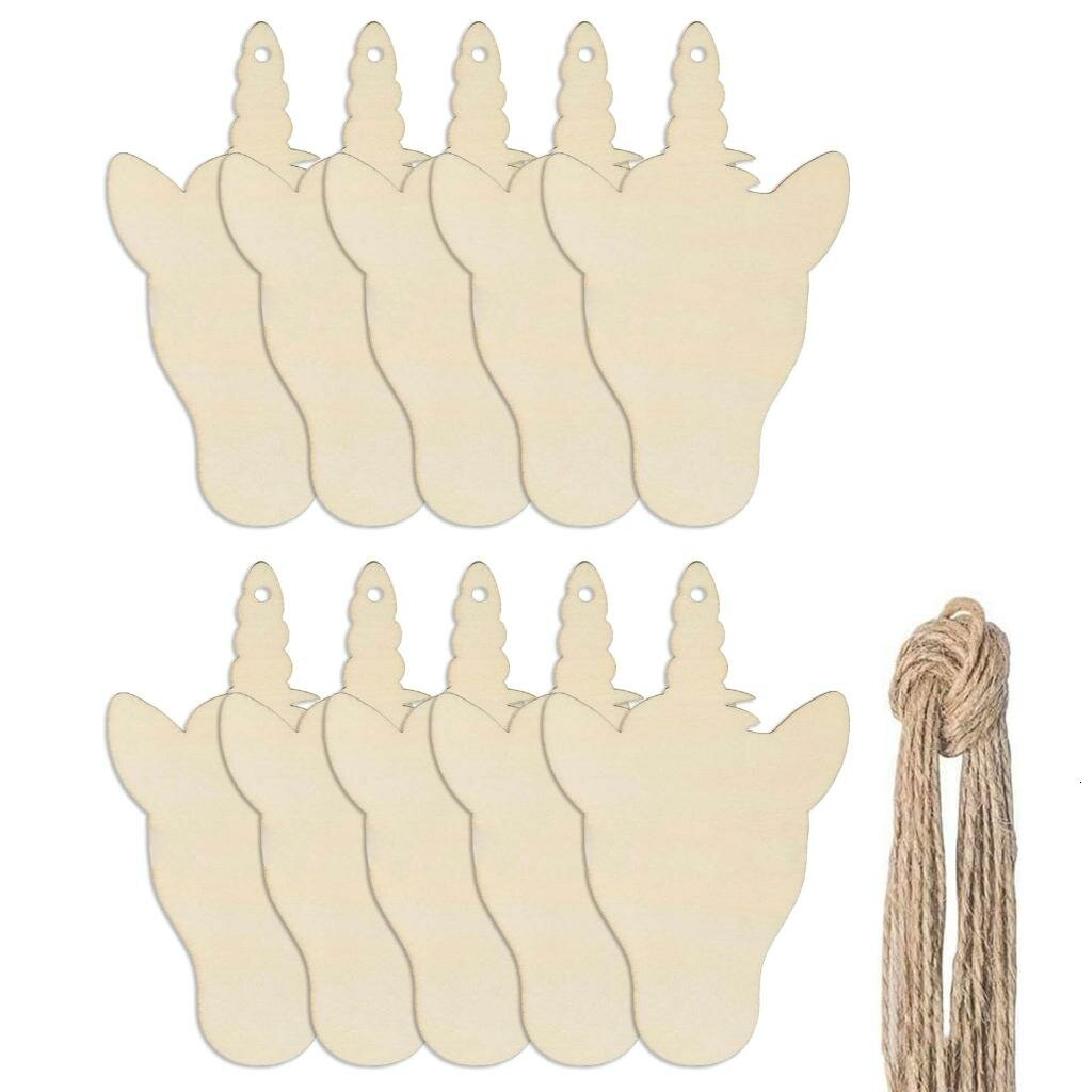 Деревянные бирки-заготовки с единорогами (10 шт.)