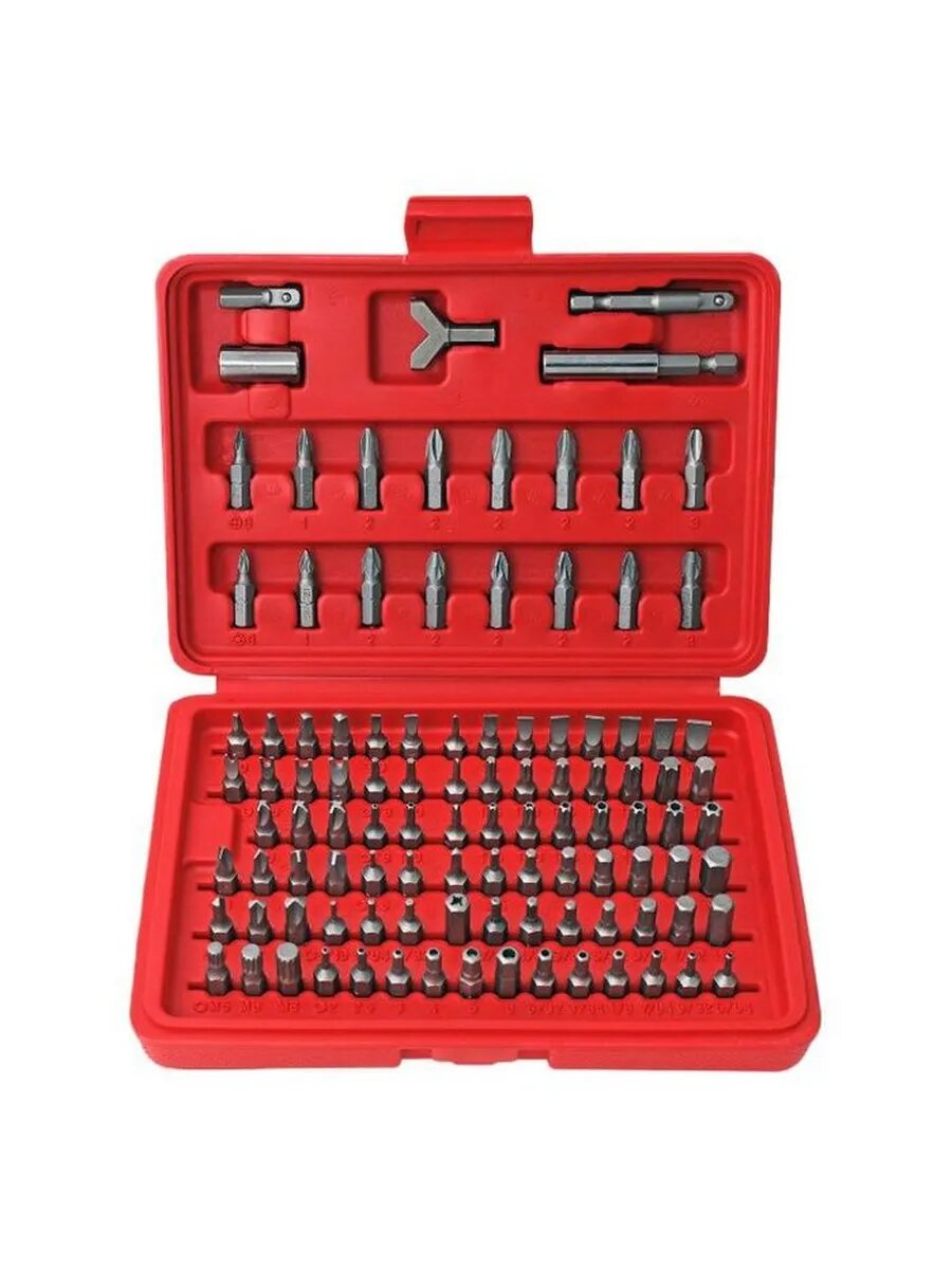 Набор отверток 100 предметов-красный ящик, Cr-V сталь