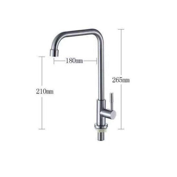 Кухонный смеситель от производителя для домашнего использования, из нержавеющей стали, поворотный, для горячей и холодной воды, универсальный смеситель для раковины, только для холодной воды, с большим изгибом.