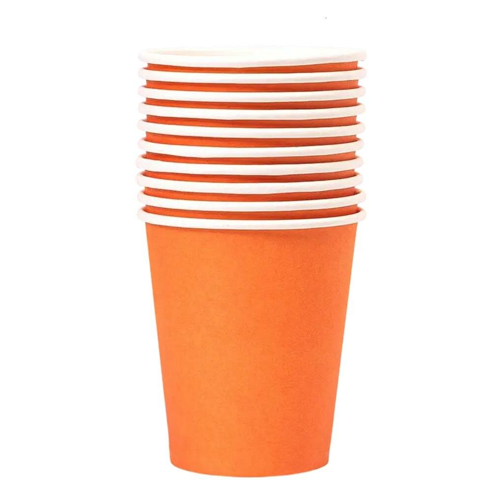 Биоразлагаемые кофейные стаканы, 10 шт, оранжевый цвет