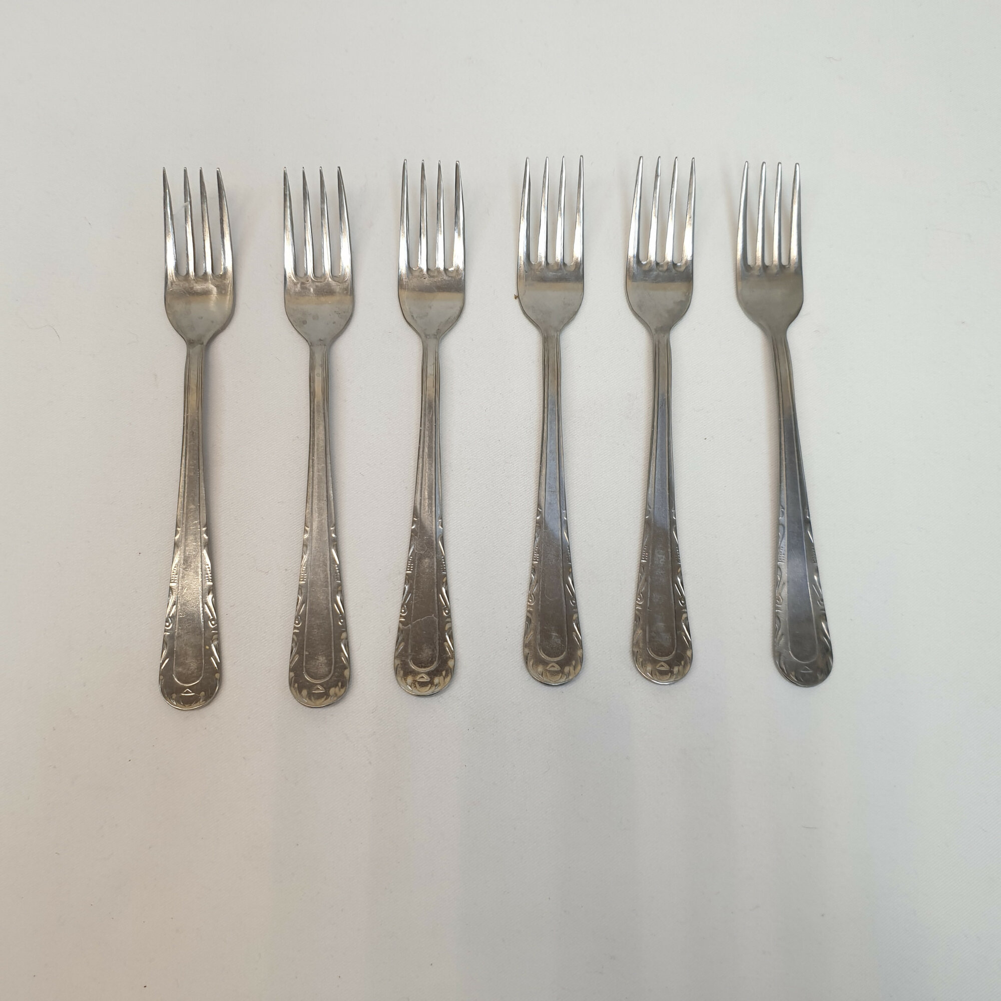 Набор десертных вилок 6 шт, нержавейка. Винтаж, СССР.