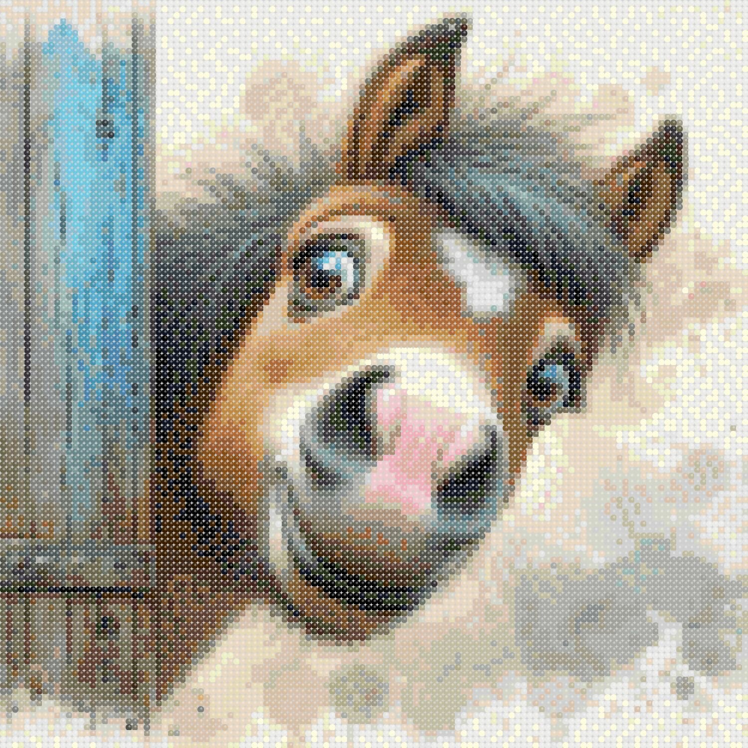 Схема вышивки бисером С годом лошади (без бисера) 125х125 стежков (25х25 см) 56 цветов