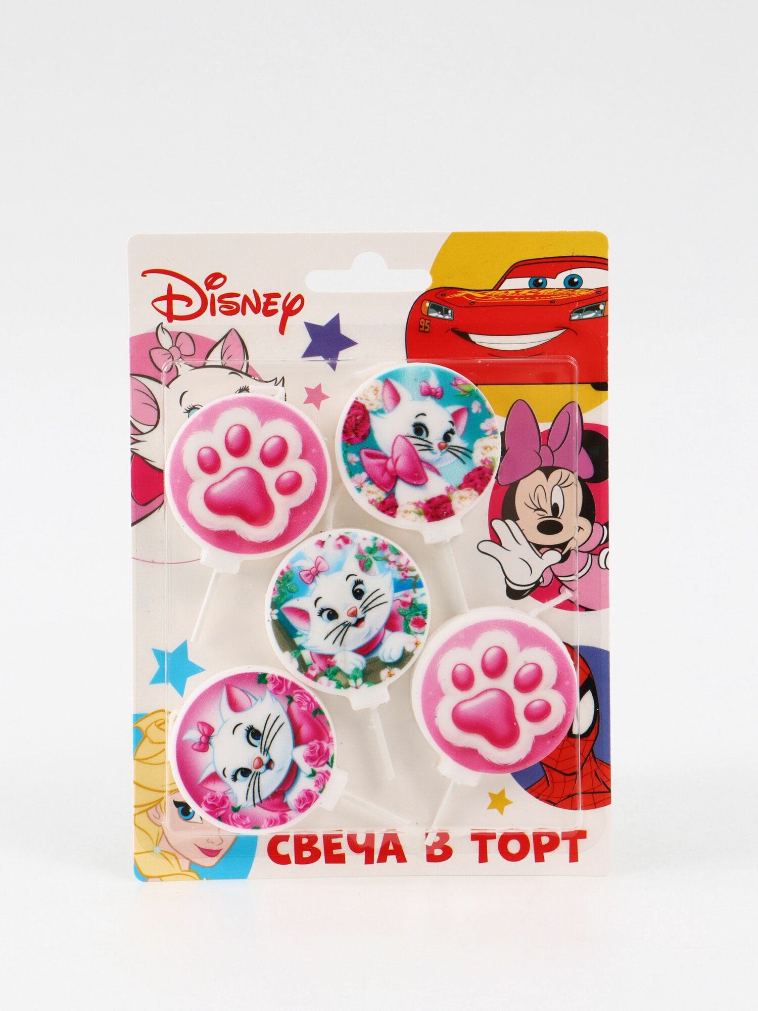 Свечи в торт, набор 5 шт, кошечка Мари, Коты-аристократы, состав: парафин