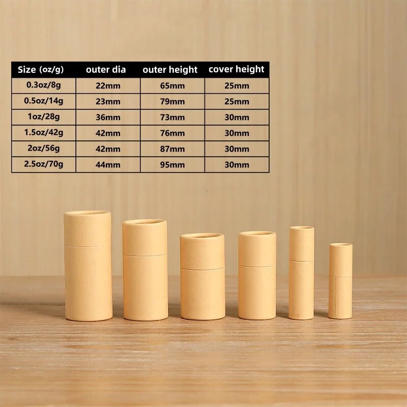 50 шт. картонных тубусов из крафт-бумаги для косметики, цилиндрическая упаковка для brown, 2oz 56g