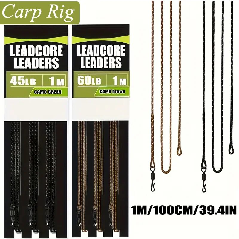 Плетеная леска Leadcore для карпа Green 60LB 100см 6шт
