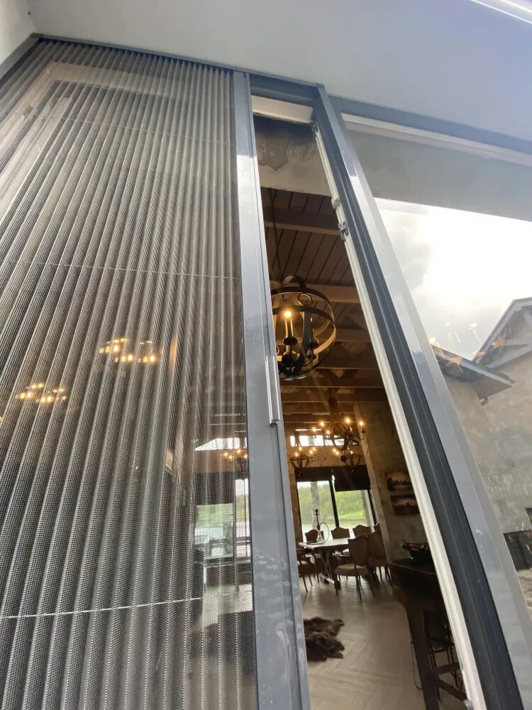 Москитная сетка плиссе для дверей раздвижная антрацит, Сетка-гармошка 230х70 см