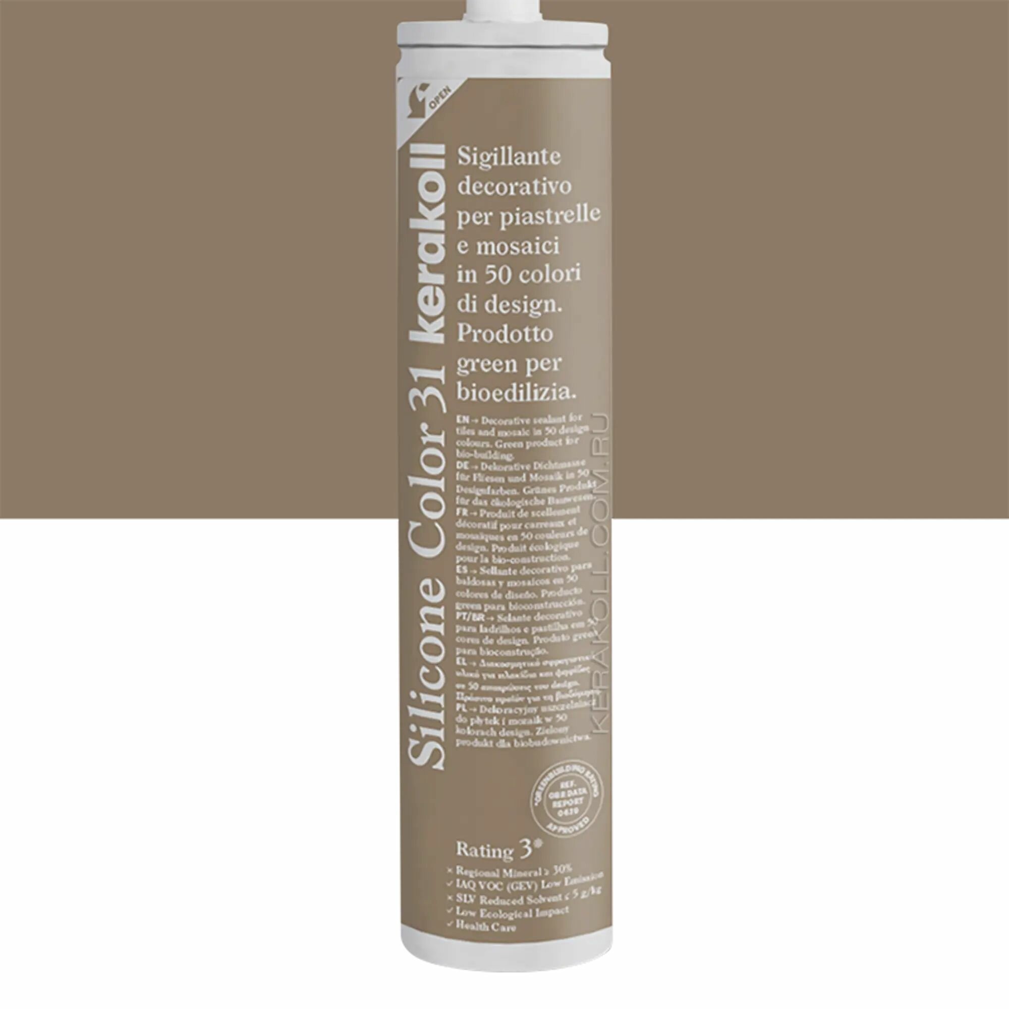 Герметик KERAKOLL SILICONE COLOR (50 цветов Design), Цвет 31 (Темно-бежевый) 310 мл.