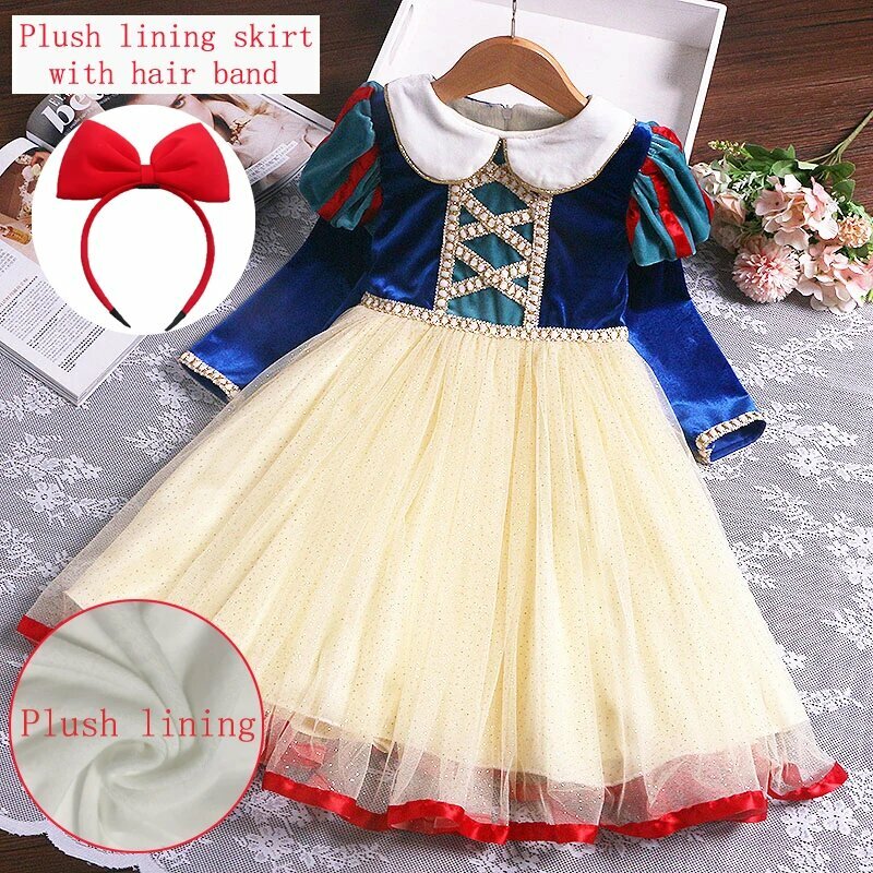 Белоснежное платье, бархатный костюм принцессы Эльзы для косплея, торжественный костюм для девочек на день рождения, вечерние платья с длинными рукавами и пайетками для маленьких девочек