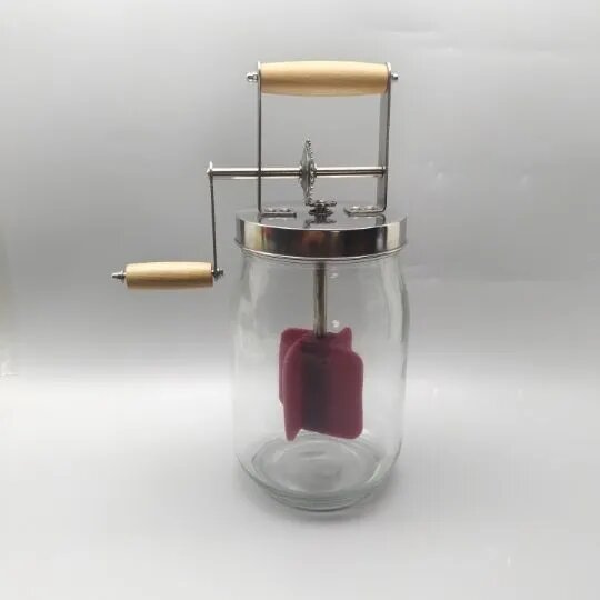 Маслобойка ручная Kilner для приготовления сливочного масла и взбивания молока из стекла, объем 1500 мл — фото 1