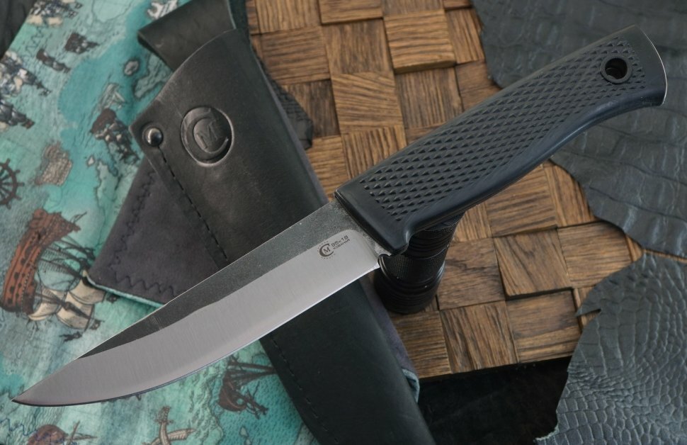 Мастерская Семина нож Ястреб, сталь кованая 95Х18, рукоять черный Elastron