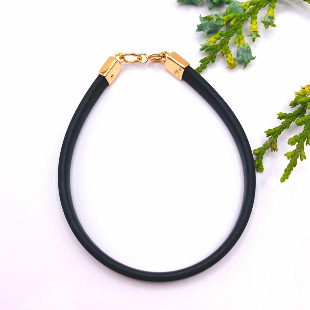 Браслет, красное золото, 585 проба, каучук