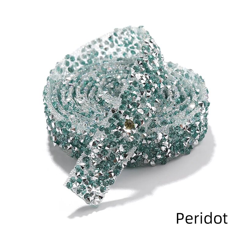 Самоклеящаяся лента со стразами, изумрудный, Peridot, 1,2 см