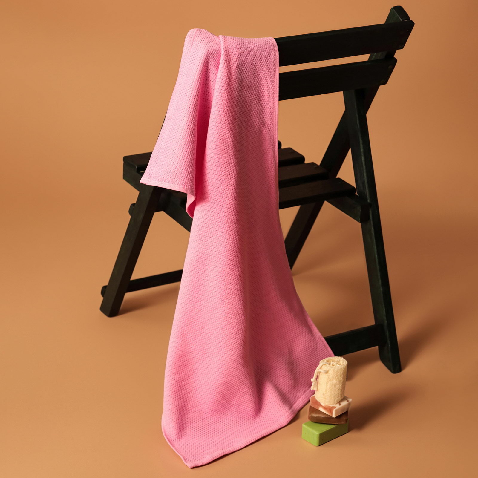 Полотенце вафельное Love Life Sweet Moment, 70x130 см, хлопок 100%, розовое