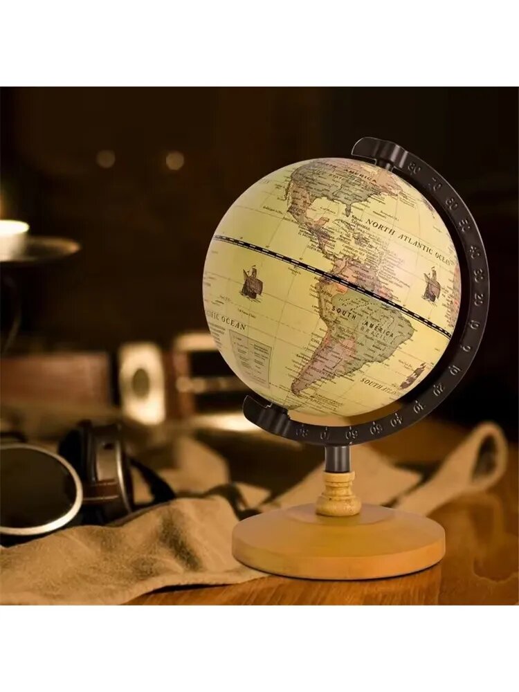 Глобус ретро с подсветкой, винтажный английский глобус для настольного размещения, диаметр 14 см, коричневый