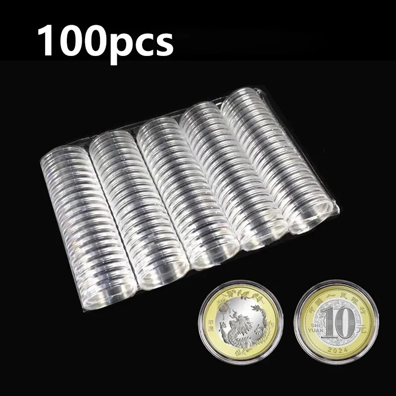Пластиковые держатели для монет, 24 мм, 100 шт.