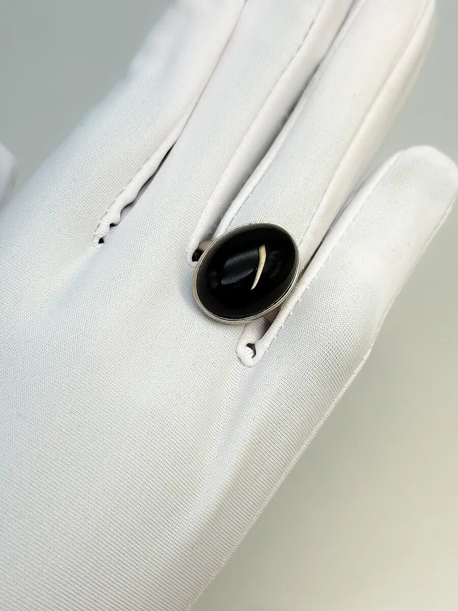 Кольцо, серебро, 925 проба, родирование, агат