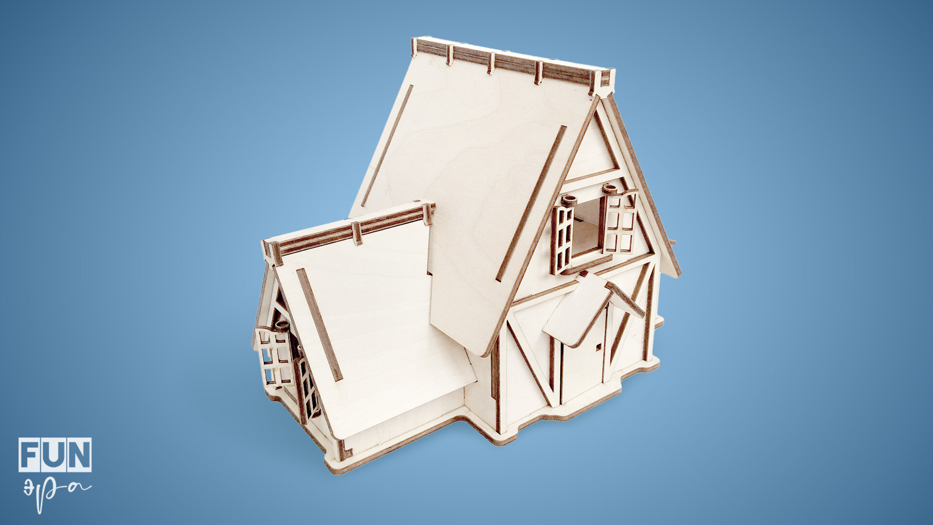 Деревянный конструктор сборная модель Домик №1 игрушка - 20х13х15 см