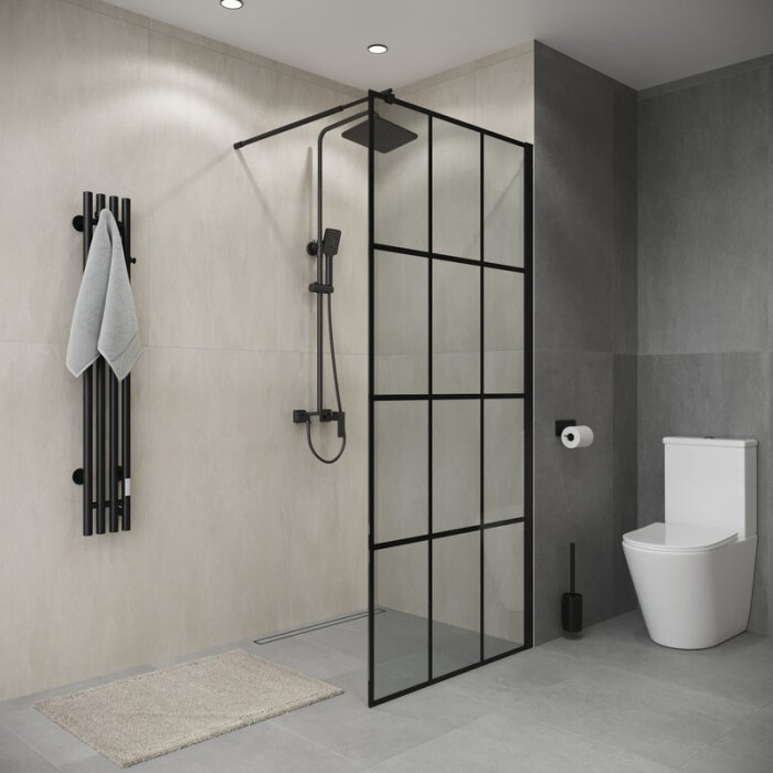 Душевая перегородка Niagara Eco NG-552-90 BLACK 90х190, профиль черный, стекло прозрачное