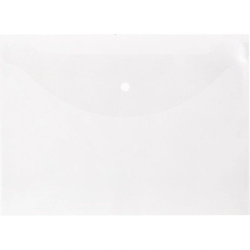 Папка-конверт на кнопке А4 100мкм прозрачный 10шт в уп