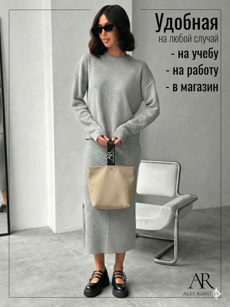 Сумка шоппер CarStyle, фактура гладкая, бежевый — фото 1