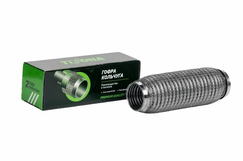 Гофра глушителя TIXONA 45200 Universal 45х200 мм Steel AISI 304 With Inner Braid