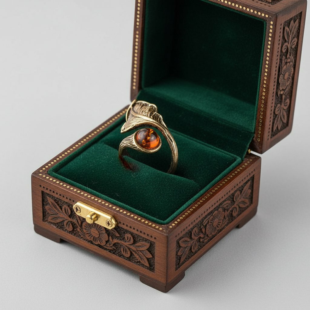 Кольцо, янтарь