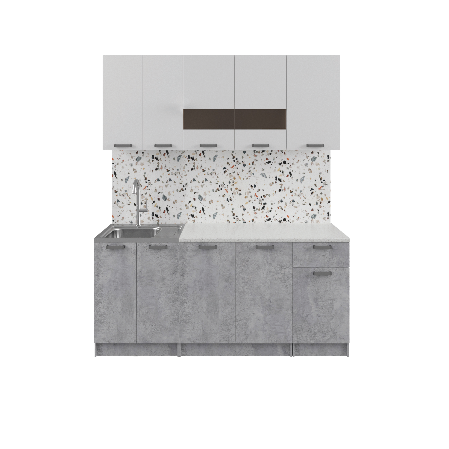 Кухонный гарнитур "Розалия" 1,8 м, Белый/Цемент