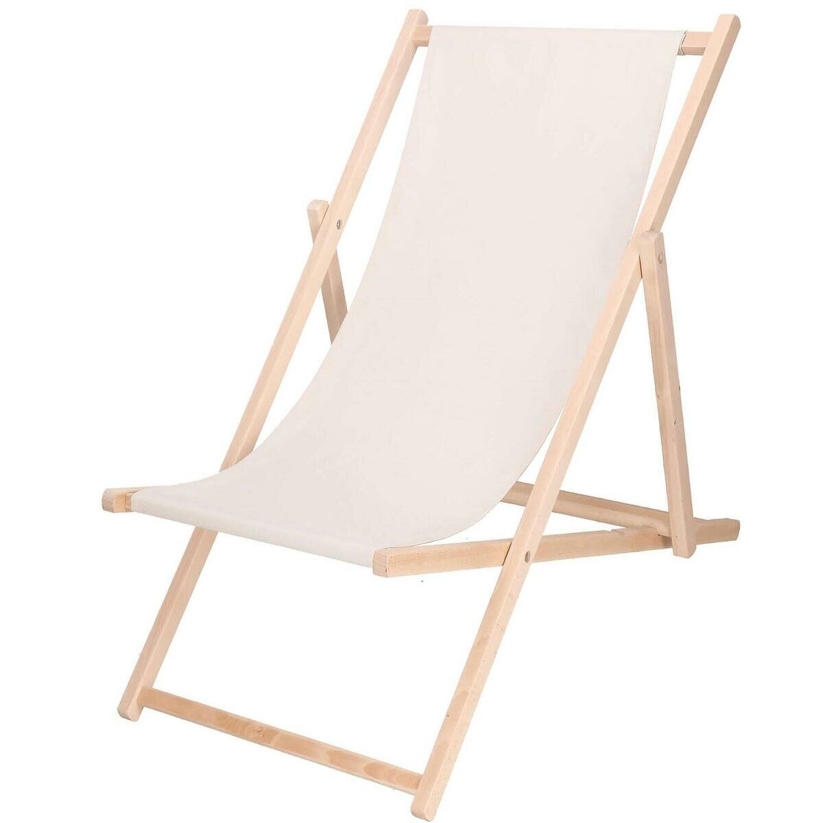 Decathlon Туристический шезлонг Springos деревянный, с 3-ступенчатой регулировкой, до 120 кг. Цвет бежевый/экрю