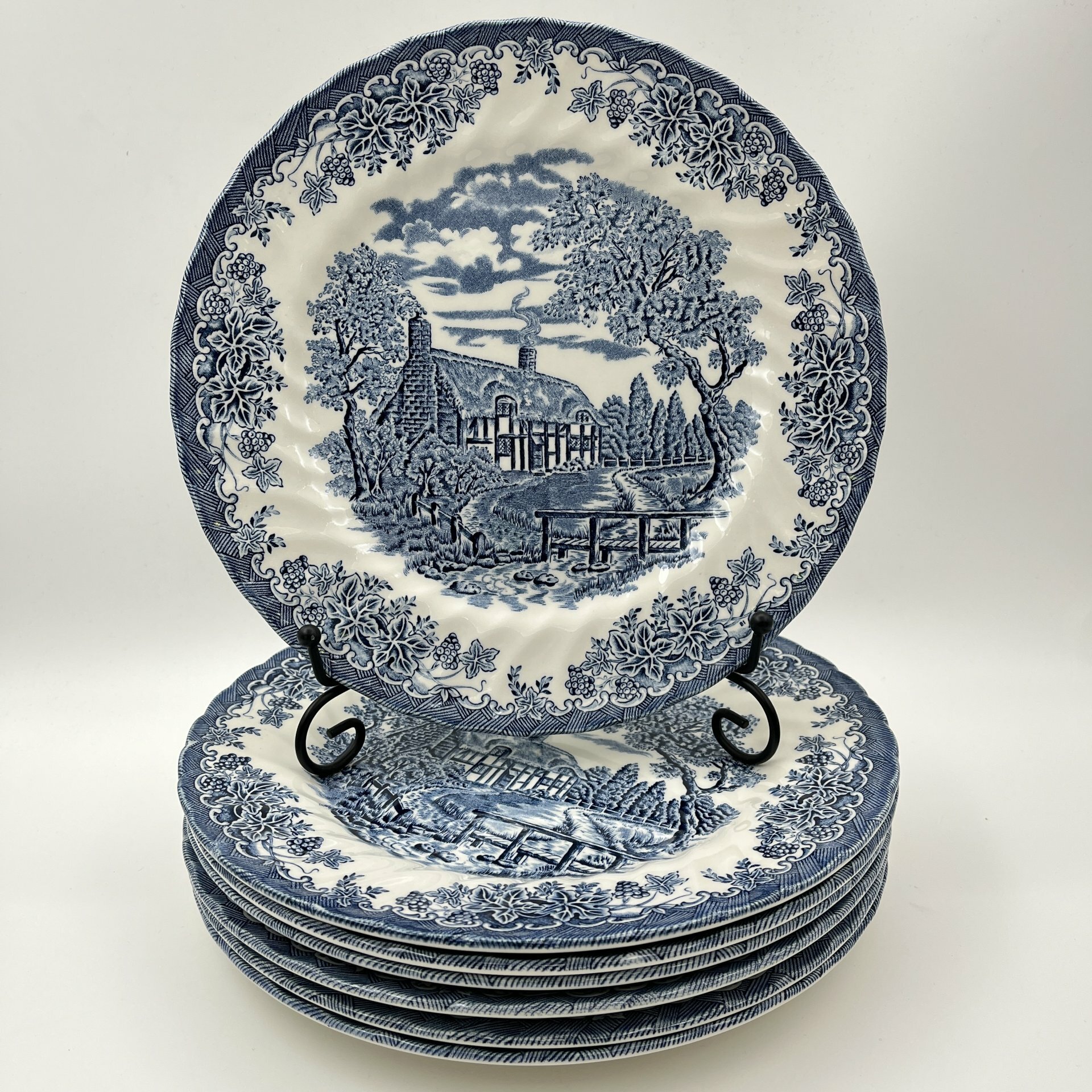 Набор обеденных тарелок с английским сельским пейзажем на 7 персон, Churchill, фаянс