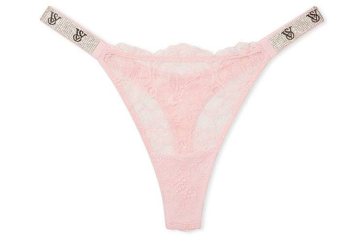 Трусики женские Victoria's Secret Thong розовый кружевные, L EU
