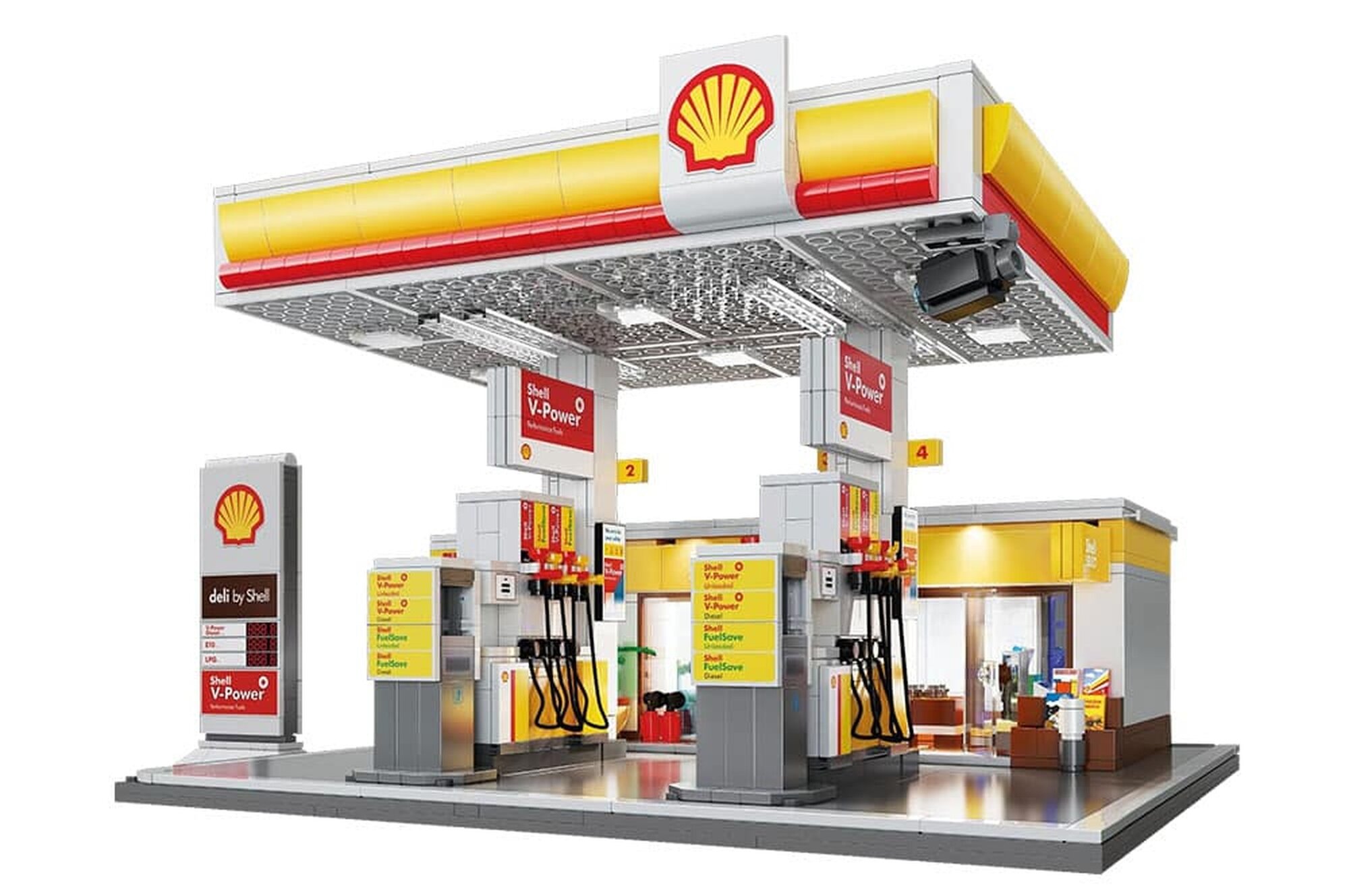 Конструктор CaDa - Автозаправочная станция Shell 1309 деталей с подсветкой - Када C66026W