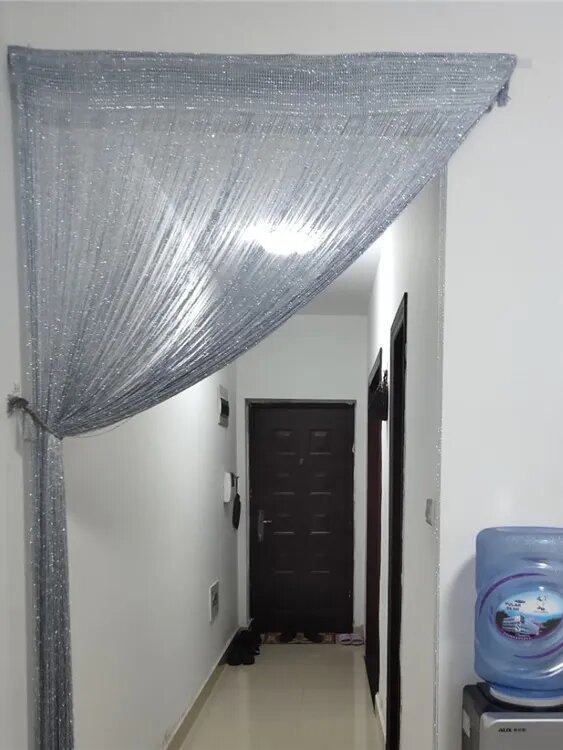 Занавеска на дверь 100x200 см серебристый