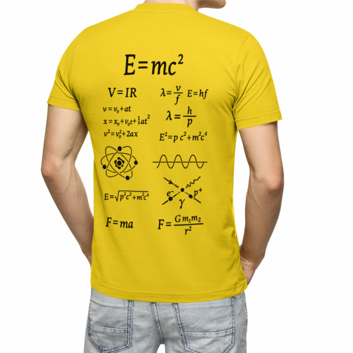 Мужская футболка «Учителю физики, инженеру, математику» (желтый, S)