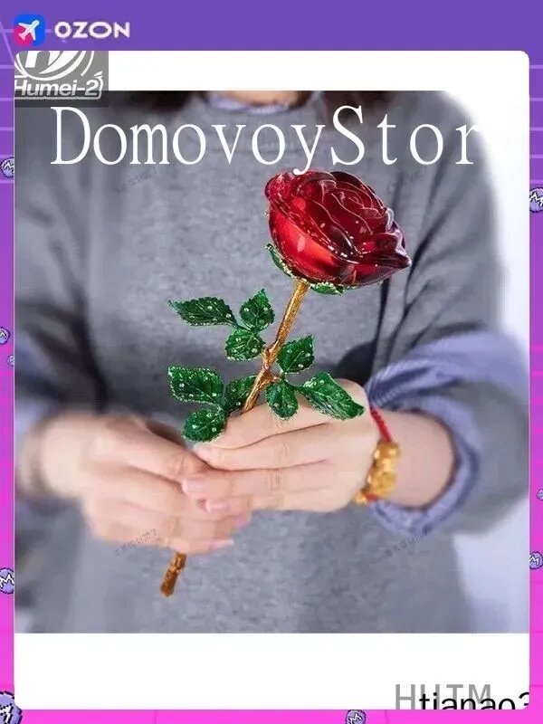 Хрустальная роза + украшение вазы, красная хрустальная роза, 2 шт, для декора