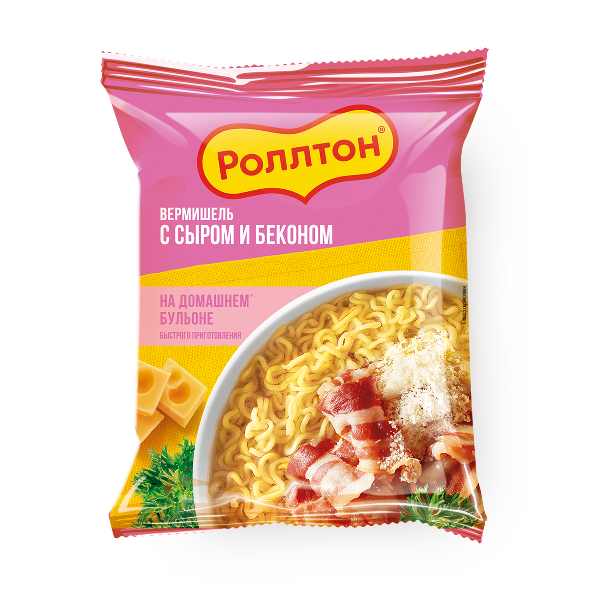 Вермишель быстрого приготовления «Роллтон» с сыром и беконом