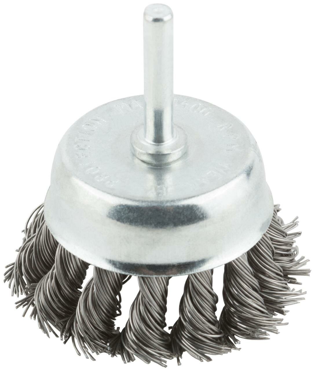 Корщетка, тип "чашка", со штифтом, стальная витая проволока 65 мм