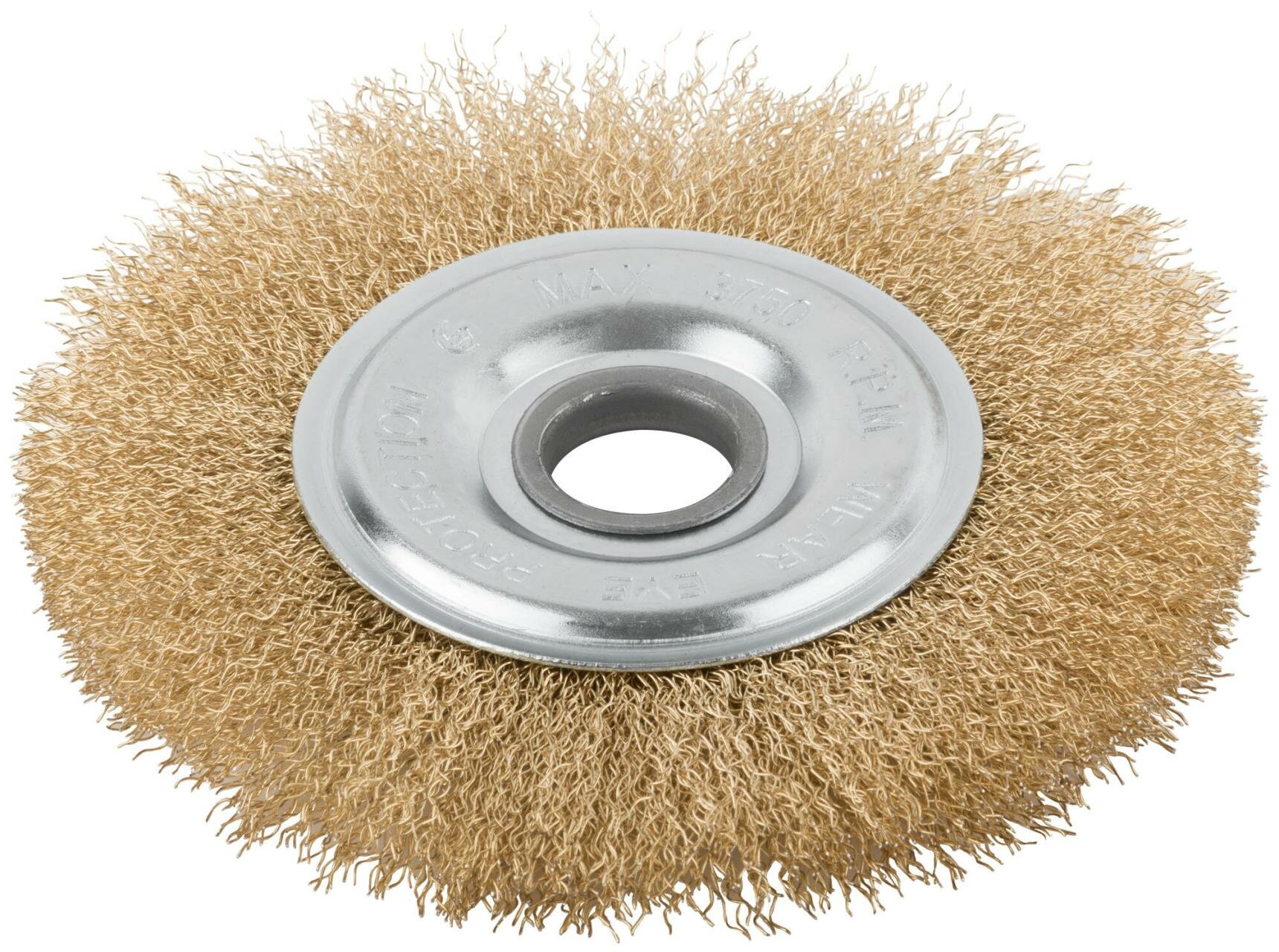 Корщетка дисковая прямая, посадочный диаметр 22,2 мм, стальная латунированная волнистая проволока 15
