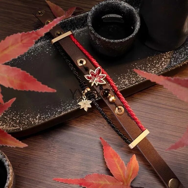 Браслет женский, на руку, с украшением в виде кленового листа, из ювелирного пластика, коричневый, размер 15, Easy pack