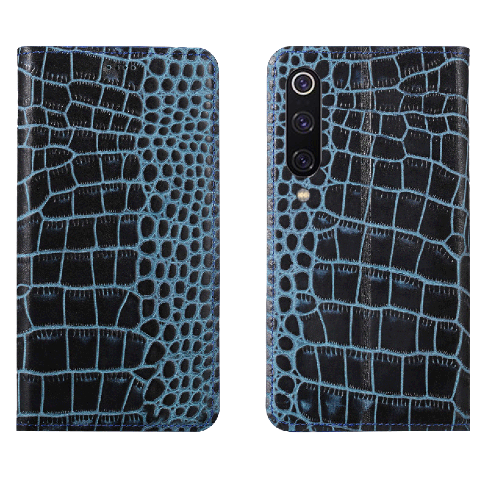 Чехол-книжка MyPads Premium для Xiaomi Mi 9 из натуральной кожи теленка с фактурой крокодила