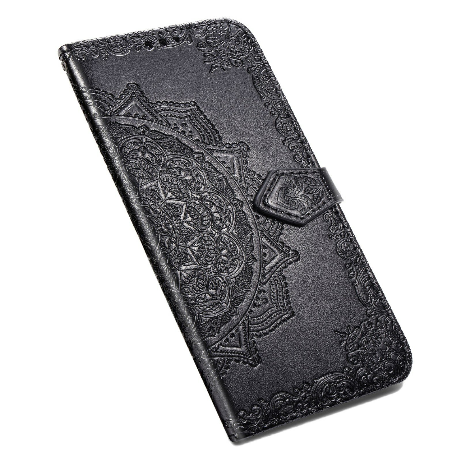 Чехол-книжка MyPads для OnePlus 8 черный с эргономичными узорами