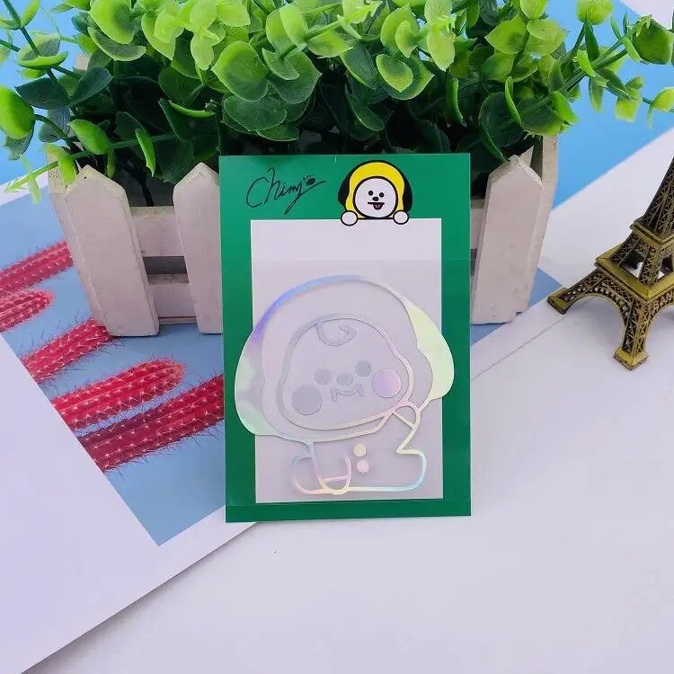 BT21 Koya Shooky Mang Chimmy Tata Cooky Наклейка Зеленый, Laser sticker-03