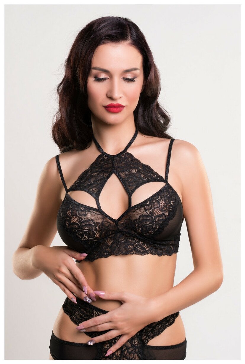 Бралетт удлиненный Erolanta Lingerie Collection, черный (46-48)