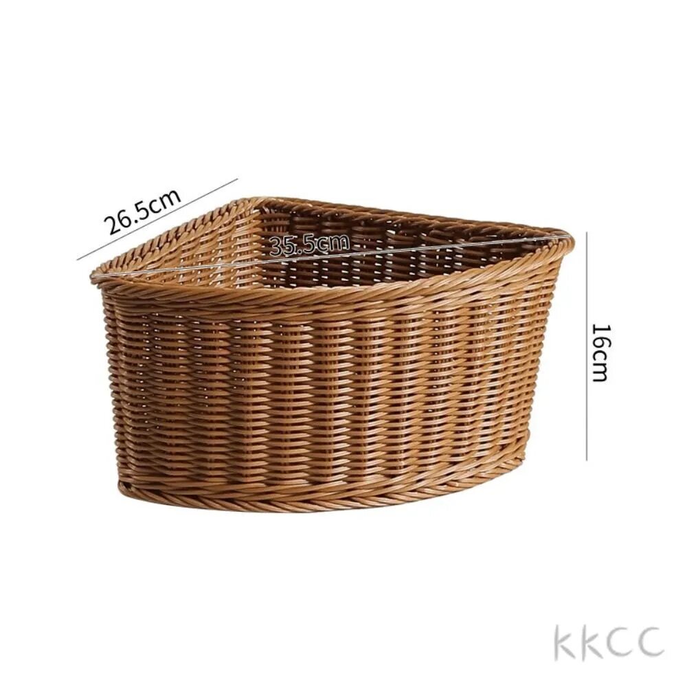 Угловая треугольная корзина для хранения из дерева для белья 26.5x35.5x16 см