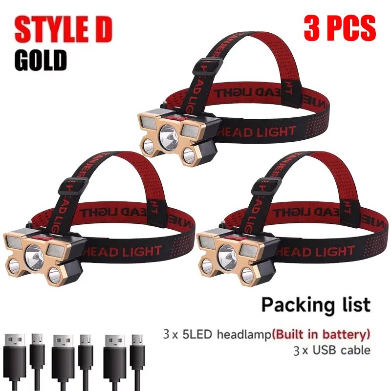 Налобный фонарь E－SMARTER 5 LED T21 Style D 3 pack