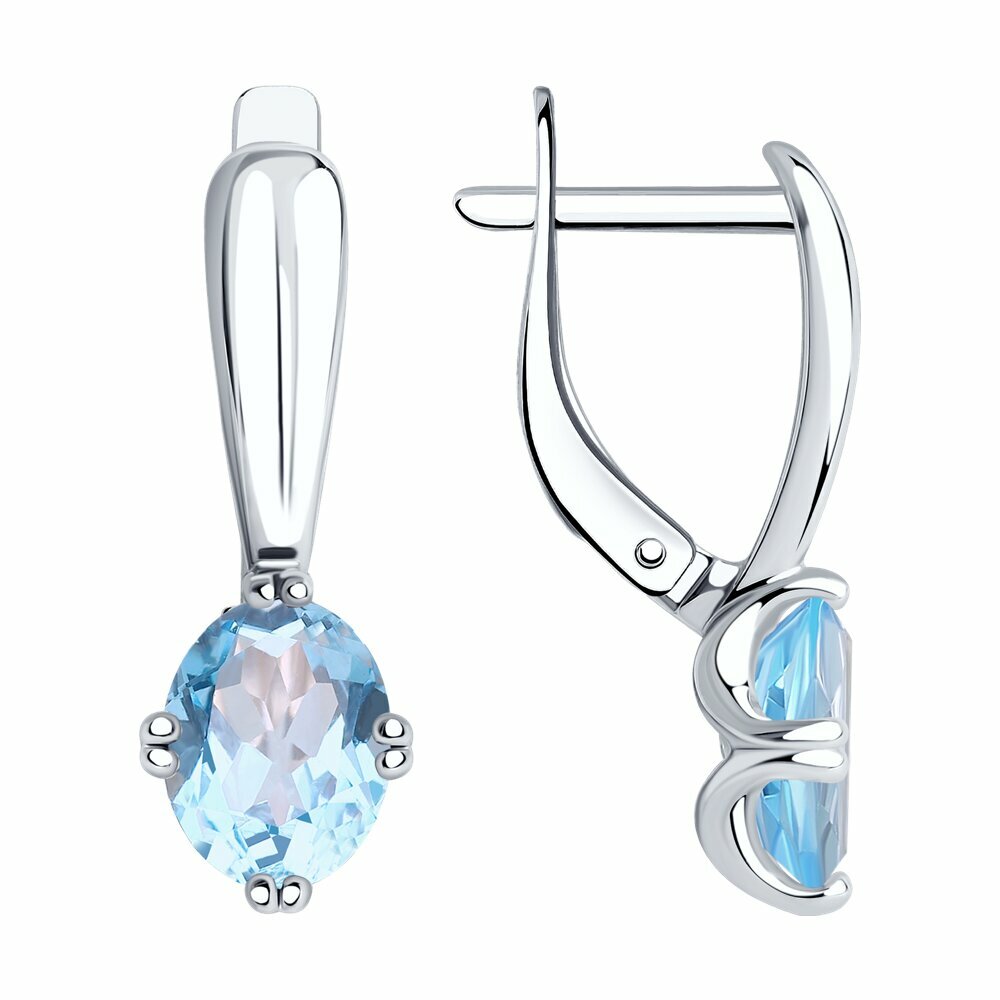 Серьги, серебро, 925 проба, топаз