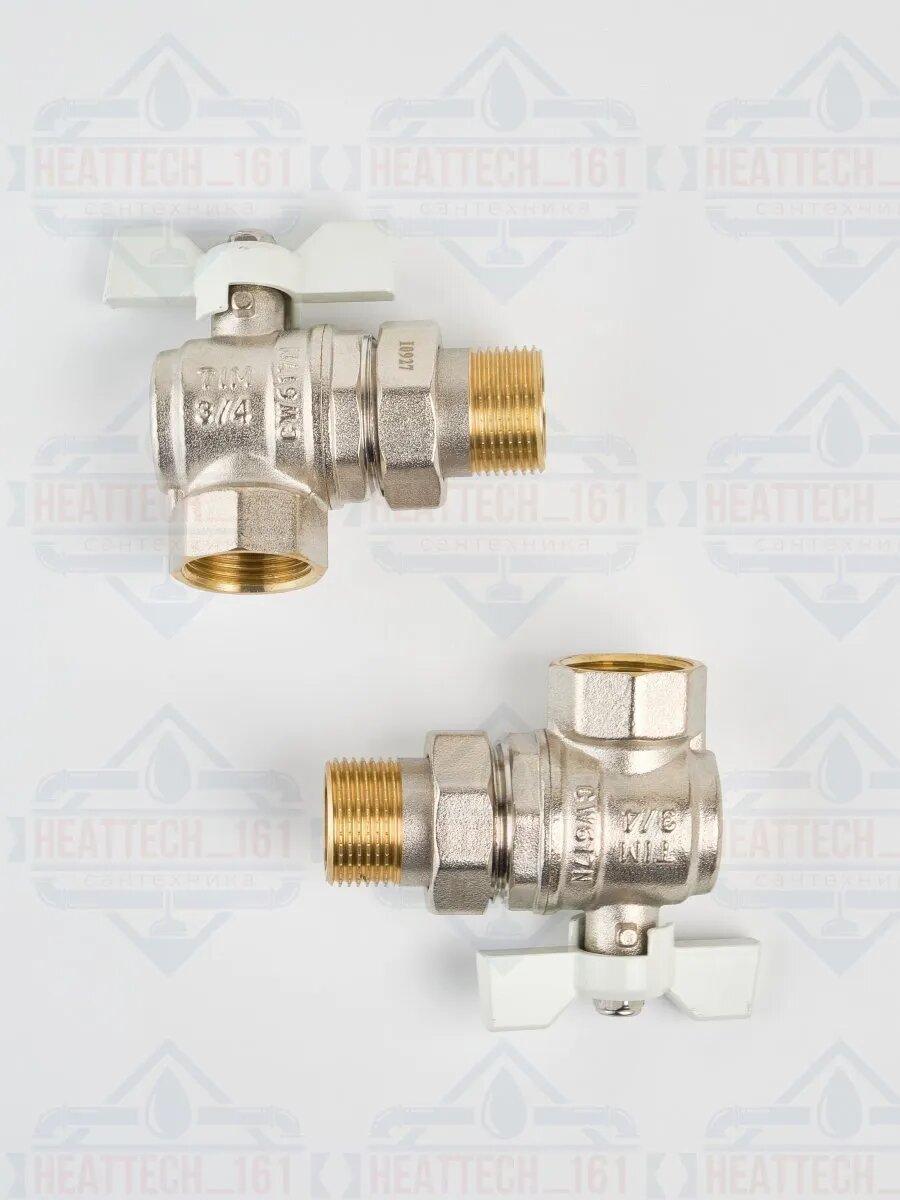 Кран шаровый Tim, угловой, с американкой, 3/4", латунный корпус, 3 шт