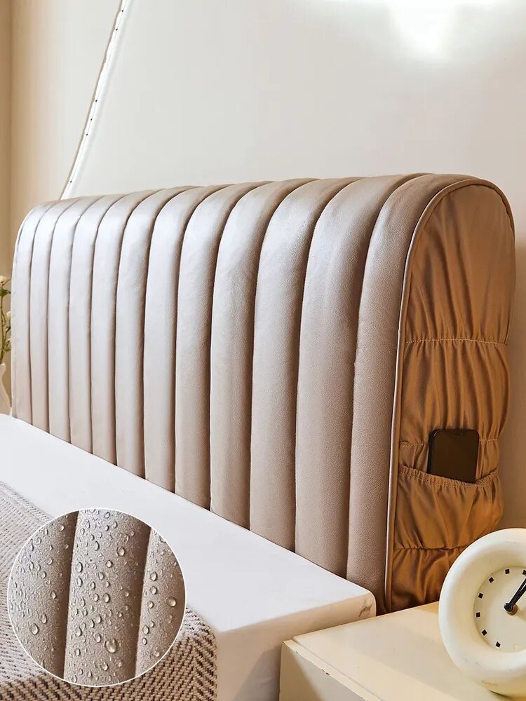 AiWinsure Чехол для изголовья кровати из бархата, 160 см х 70 см, бежевый