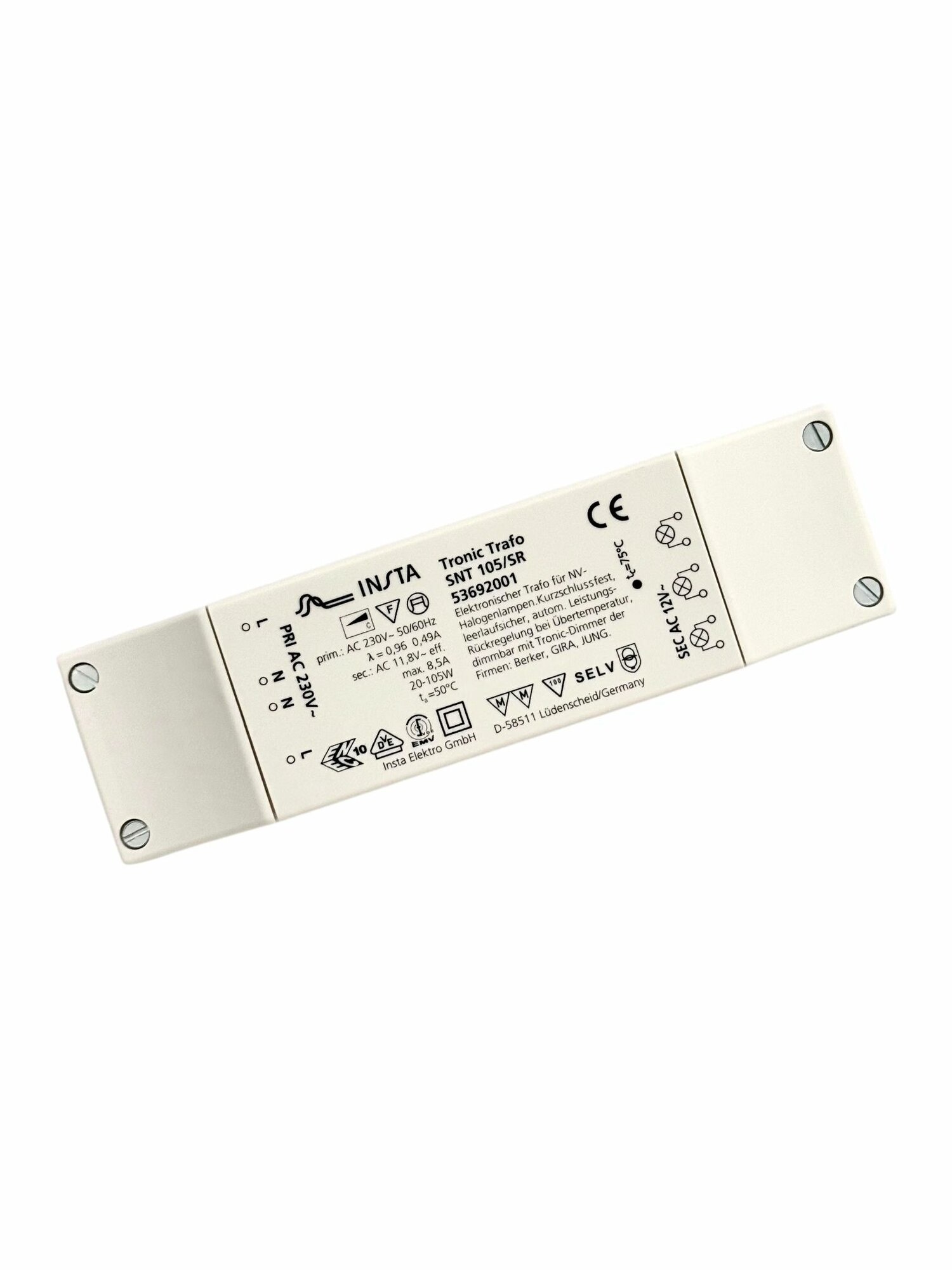 Трансформатор для галогенных ламп INSTA Tronic Trafo SNT 105/SR 53692001 ERCO 10.83831.000