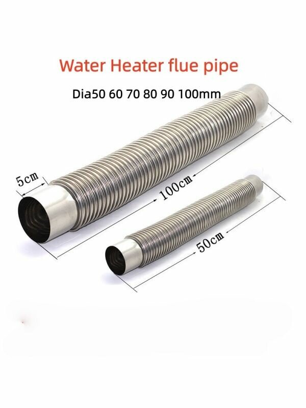 Диаметр дымохода прямого водонагревателя с принудительной тягой 50-100 мм, длина дымовой трубы 500 мм-1 шт.