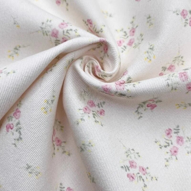 Корейская хлопковая ткань с цветочным принтом 145x50 см